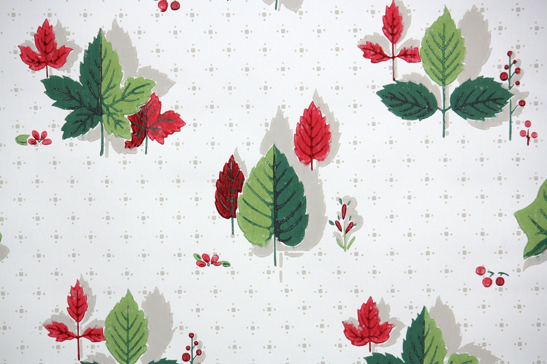 1950s Vintage Wallpaper by the Yard 1950s Botanial Red and | Etsy