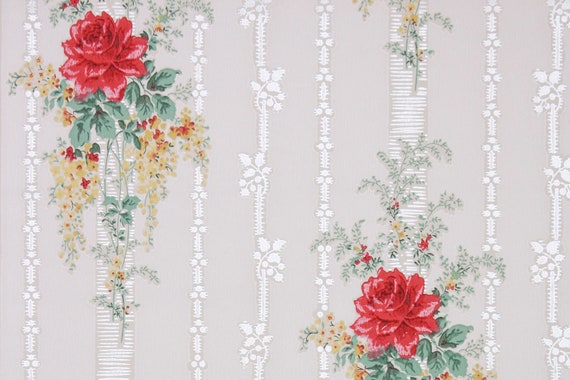 1930s Vintage Wallpaper by the Yard Floral Wallpaper with | Etsy