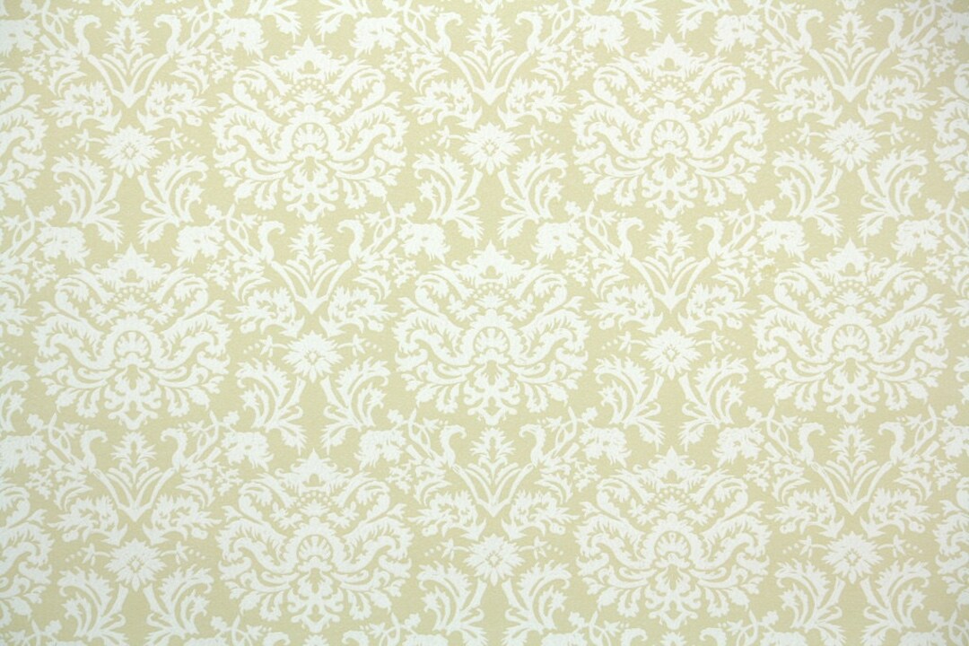 1940s Vintage Wallpaper by the Yard - Yellow and White Damask - Etsy