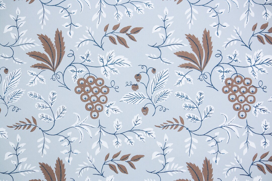 1950s Vintage Wallpaper by the Yard Botanical Kitchen Vintage Wallpaper ...