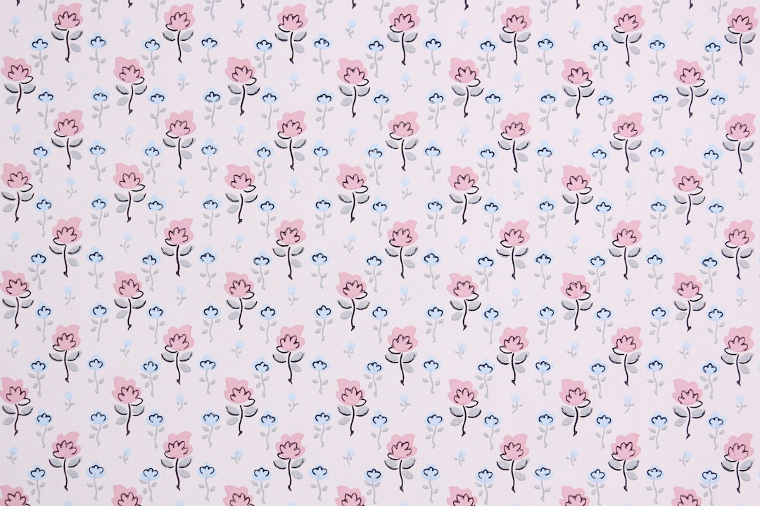 1950s Vintage Wallpaper by the Yard - Floral Vintage Wallpaper Pink ...