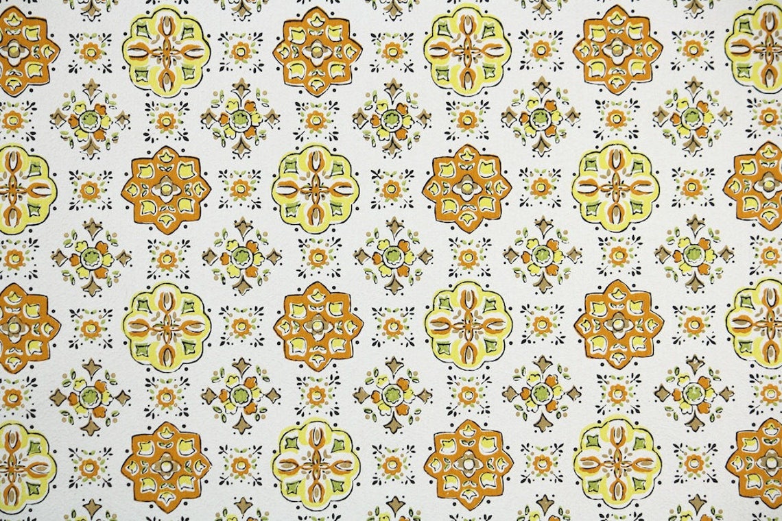 1960s Vintage Wallpaper by the Yard Yellow and Orange Retro | Etsy