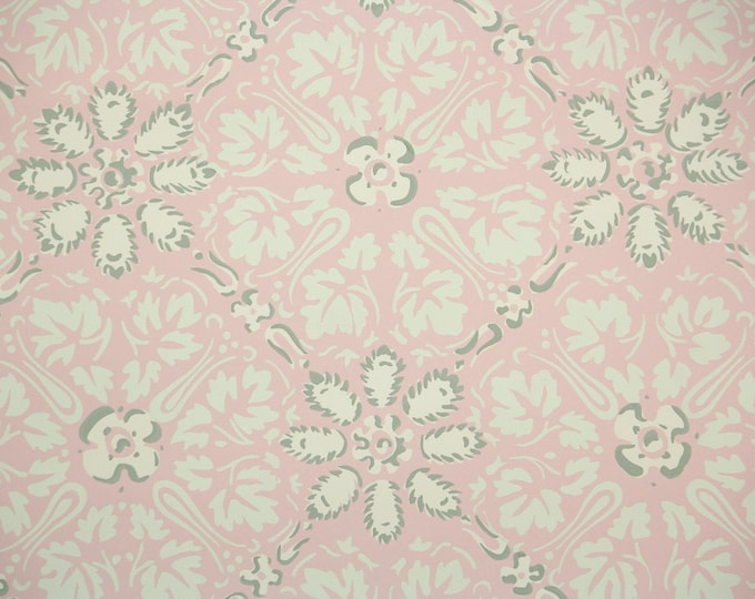 1950s Vintage Wallpaper by the Yard - Pink Vanilla and Gray Geometric ...