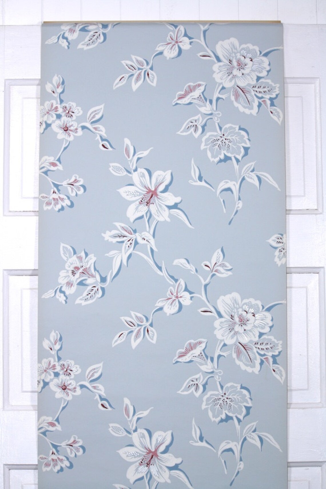 1950s Vintage Wallpaper by the Yard Pink and White Tropical - Etsy