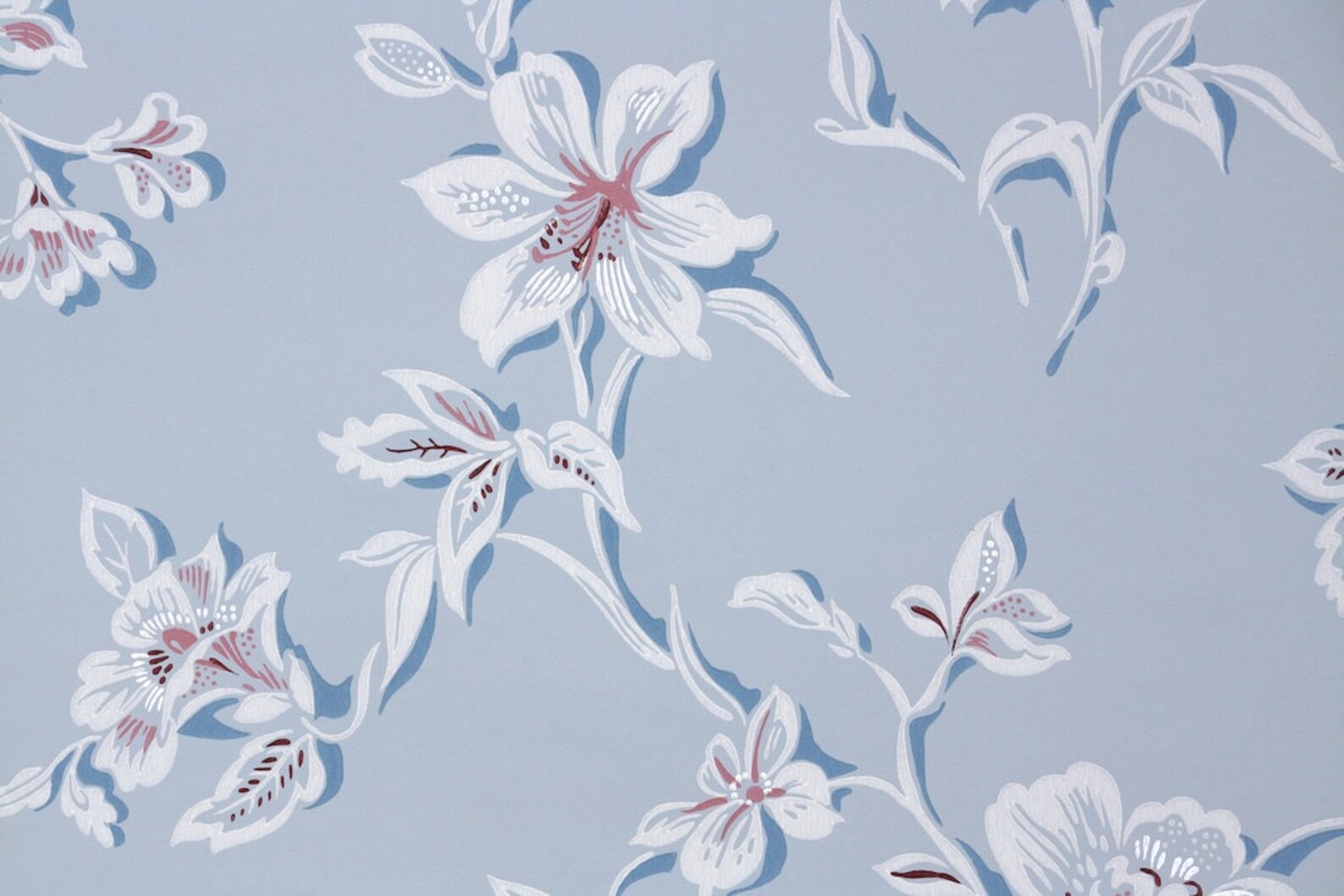 1950s Vintage Wallpaper by the Yard Pink and White Tropical - Etsy