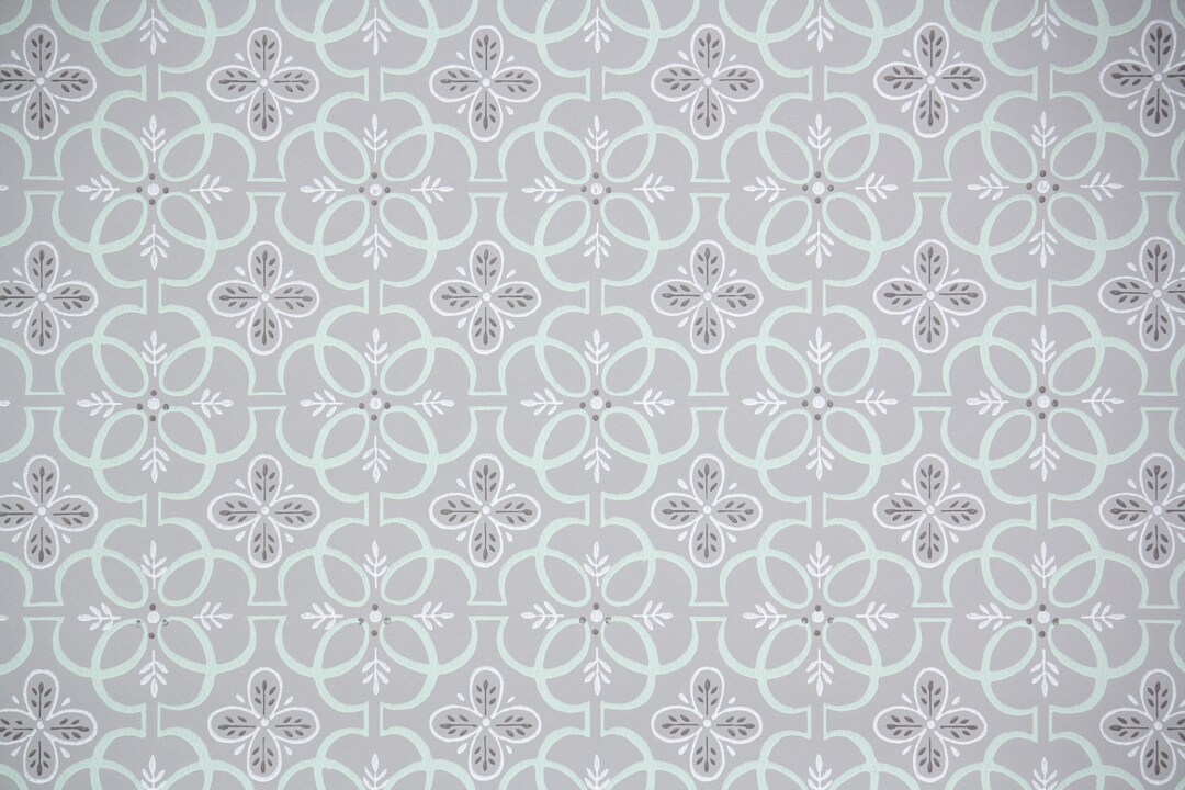 1950s Vintage Wallpaper by the Yard - Geometric Vintage Wallpaper Gray ...