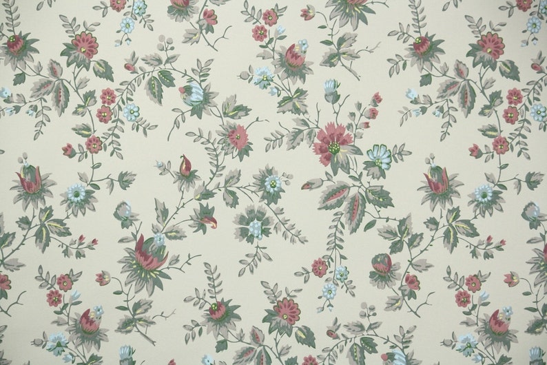 1940s Vintage Wallpaper by the Yard Floral Wallpaper Pink | Etsy