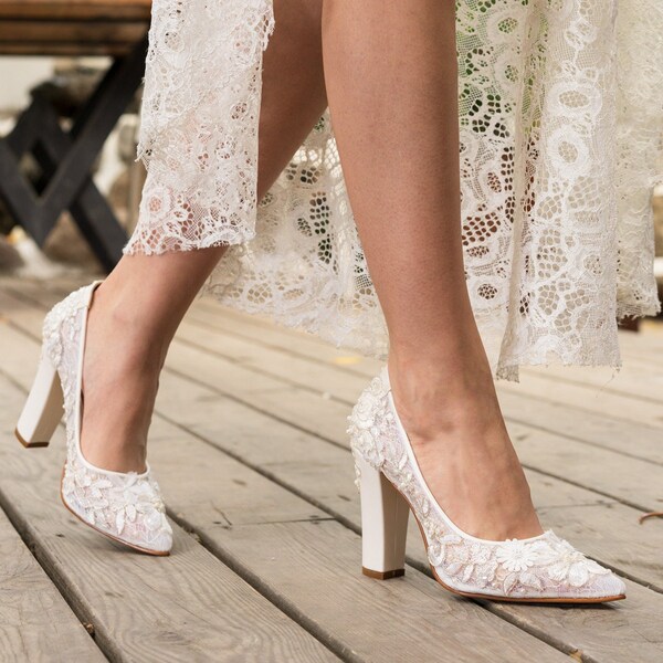 Lace Wedding Heels - Etsy