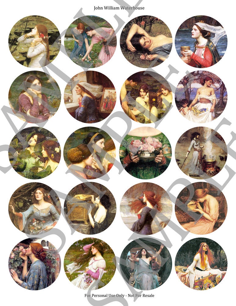 20 Printable John William Waterhouse Stickers - Digital PDF Download ...
