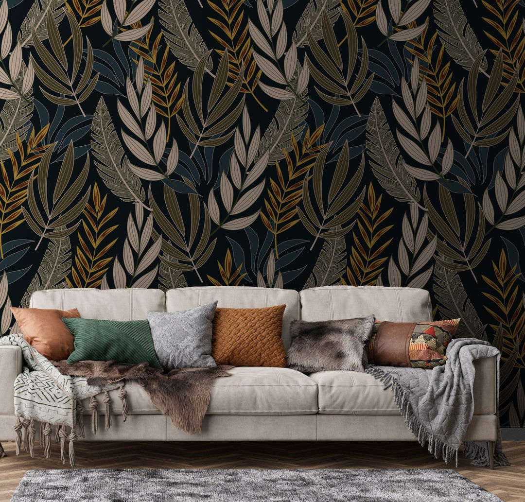 Spike Leaf Wallpaper, Peel and Stick Wallpaper, Self-adhesive Wallpaper ...
