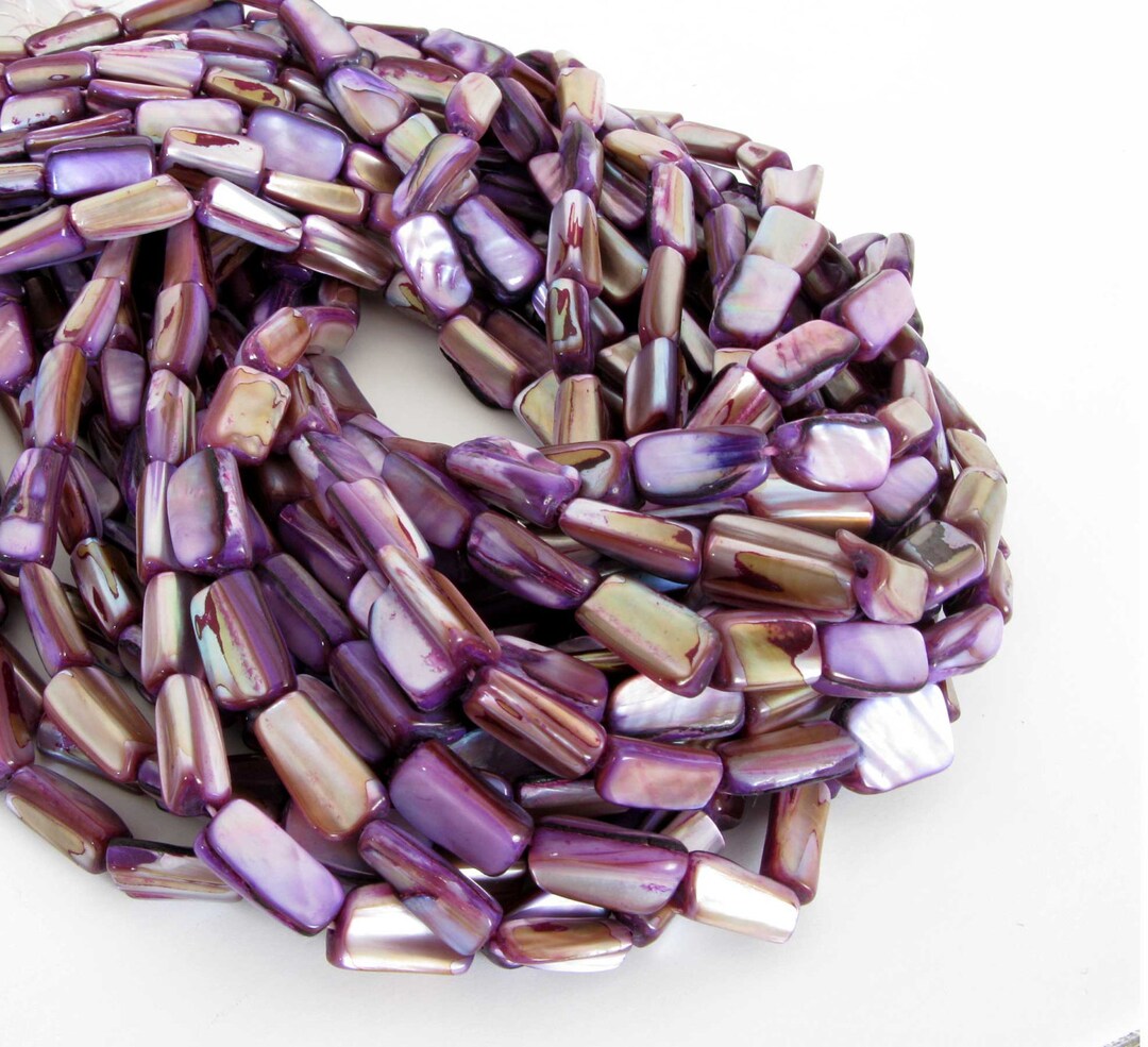 Purple Shell Beads, Stick Beads, 14mm Purple Shell Bead Strand, Genuine ...