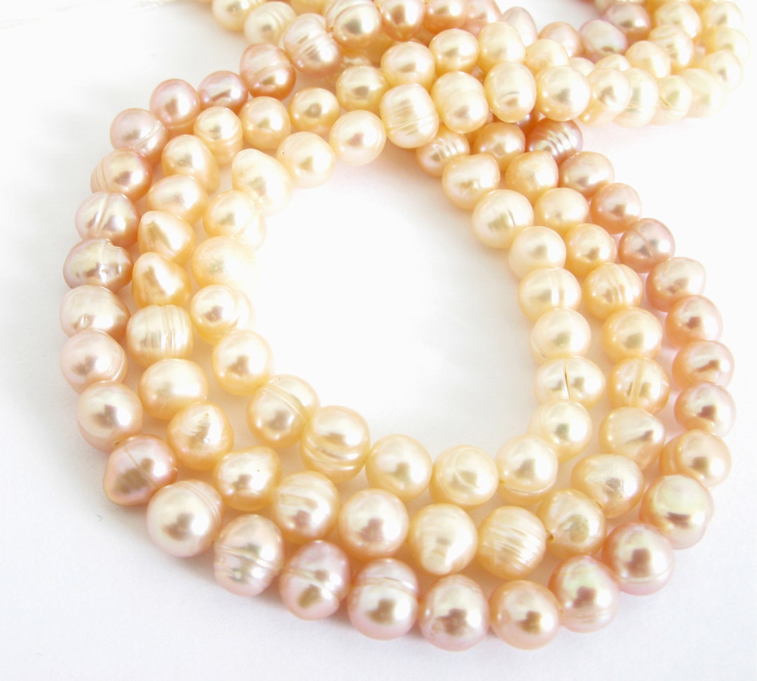 6mm Round Potato Pearls, Choose Peach or Mauve Pearls, Freshwater ...