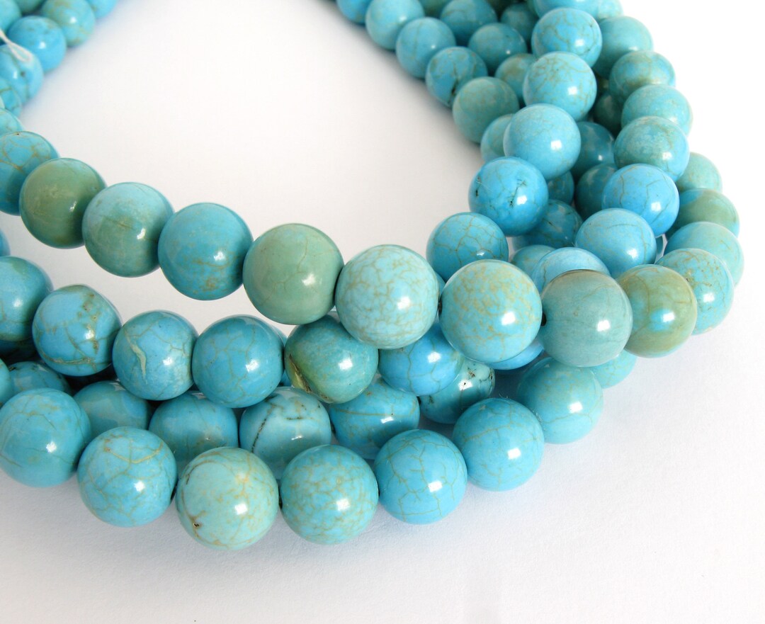 10mm Turquoise Magnesite Nuggets, Blue Magnesite Round Beads, Magnesite ...
