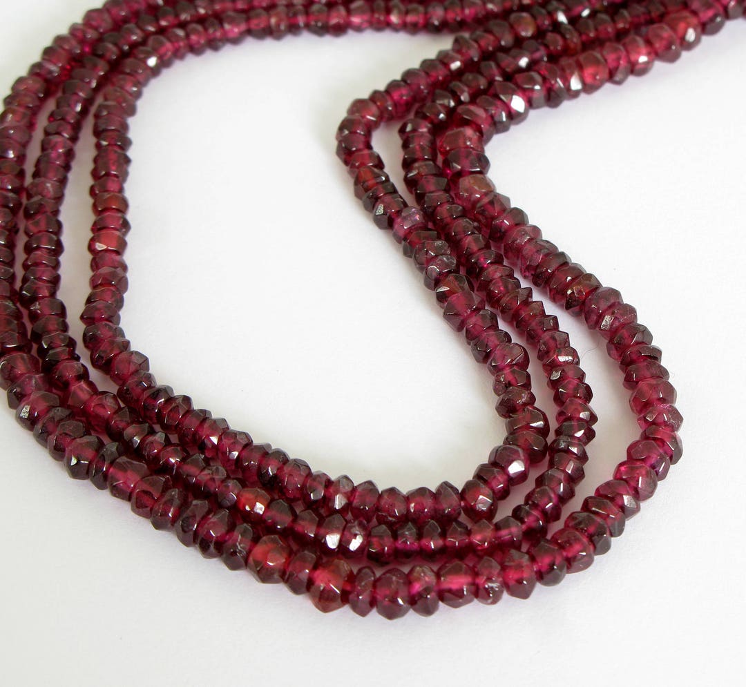 3mm - 4mm Faceted Garnet Bead Strand, Raspberry Garnets, 3mm - 3.5mm ...