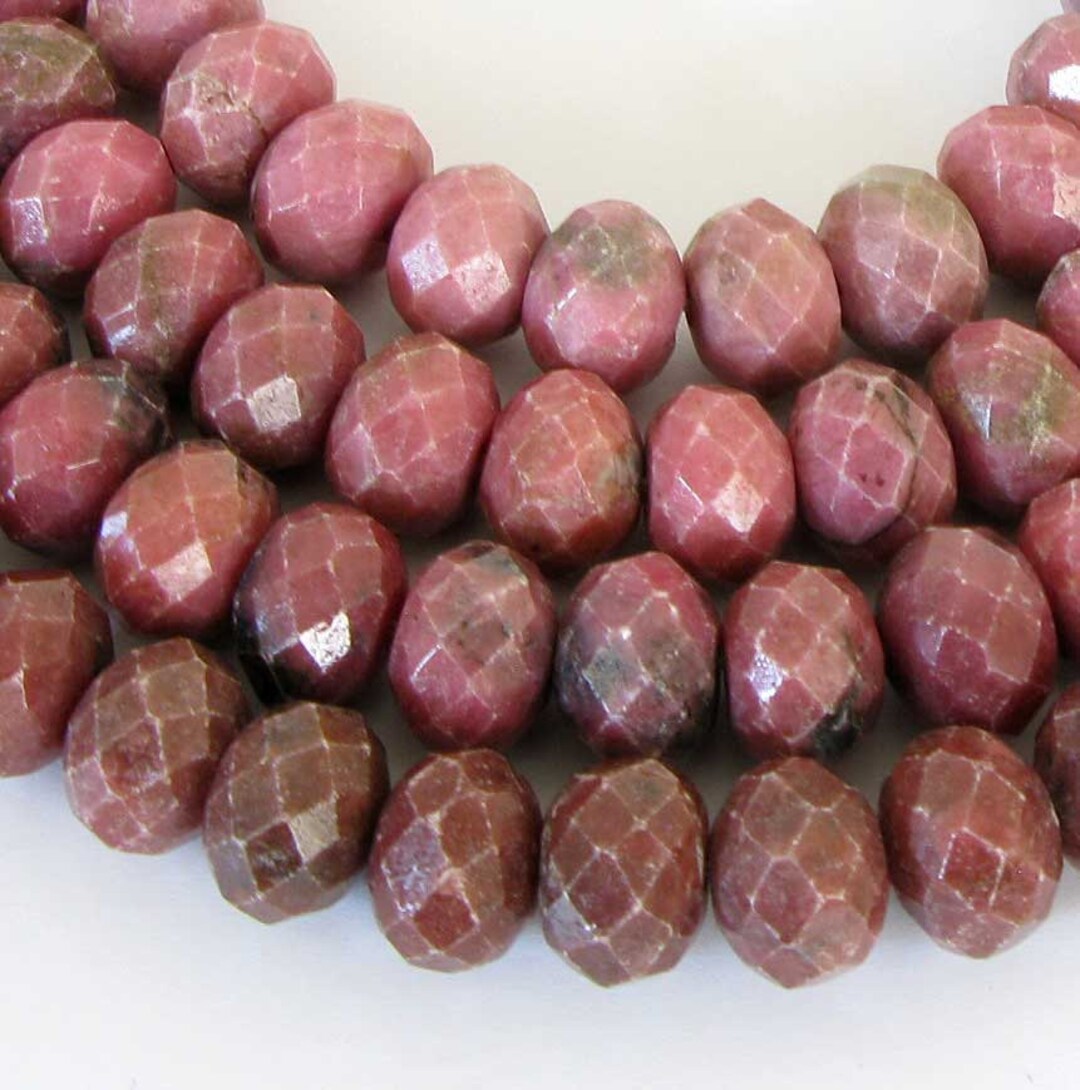 9.5mm Rhodonite Beads, Full Strand 9mm Faceted Rhodonite Beads ...
