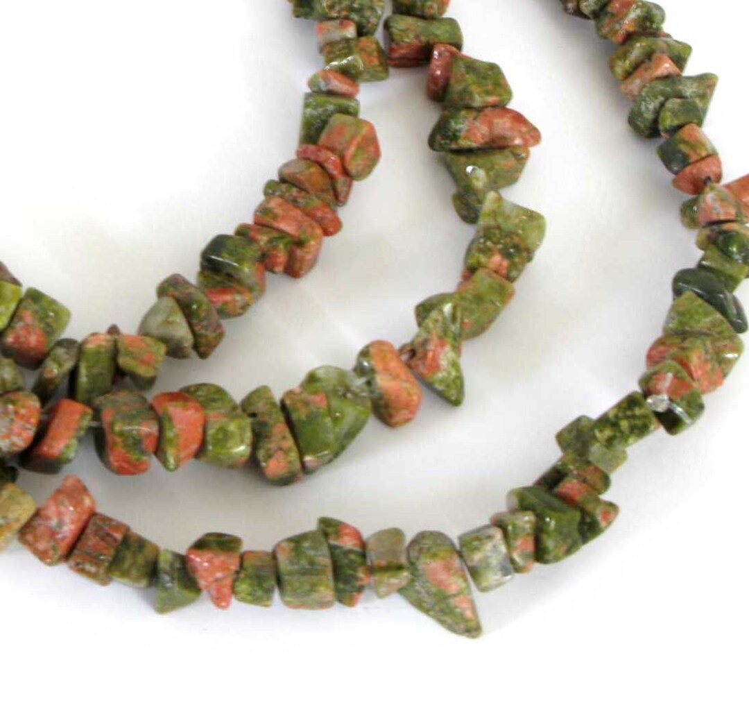Unakite Beads, Unakite Chip Beads, Pink and Green Gemstone, 34 Inch ...