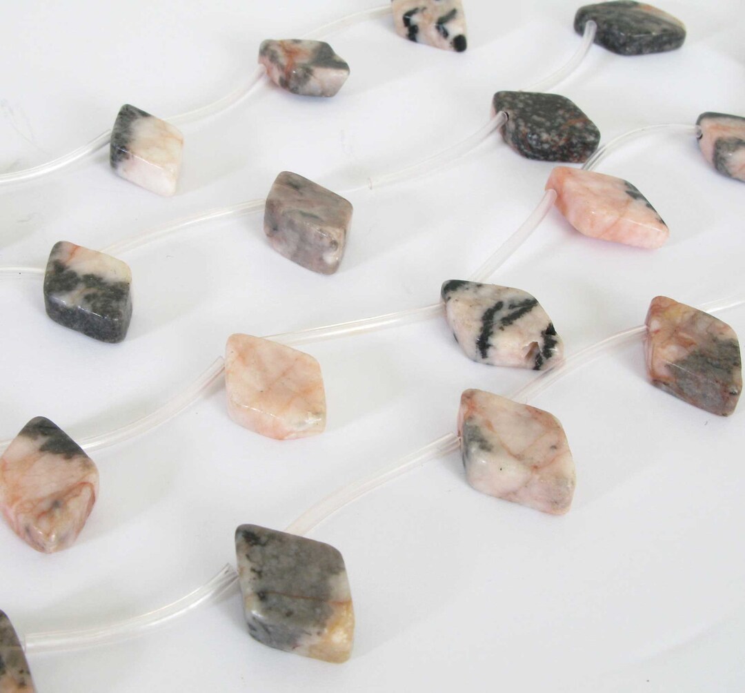 Pink Marble Beads, Top Drilled Marble Beads, 18mm Diamond Beads, Full ...