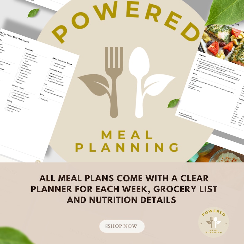 Reset Meal Plan 21 Day Program, Digital Download, Healthy Easy Recipe ...