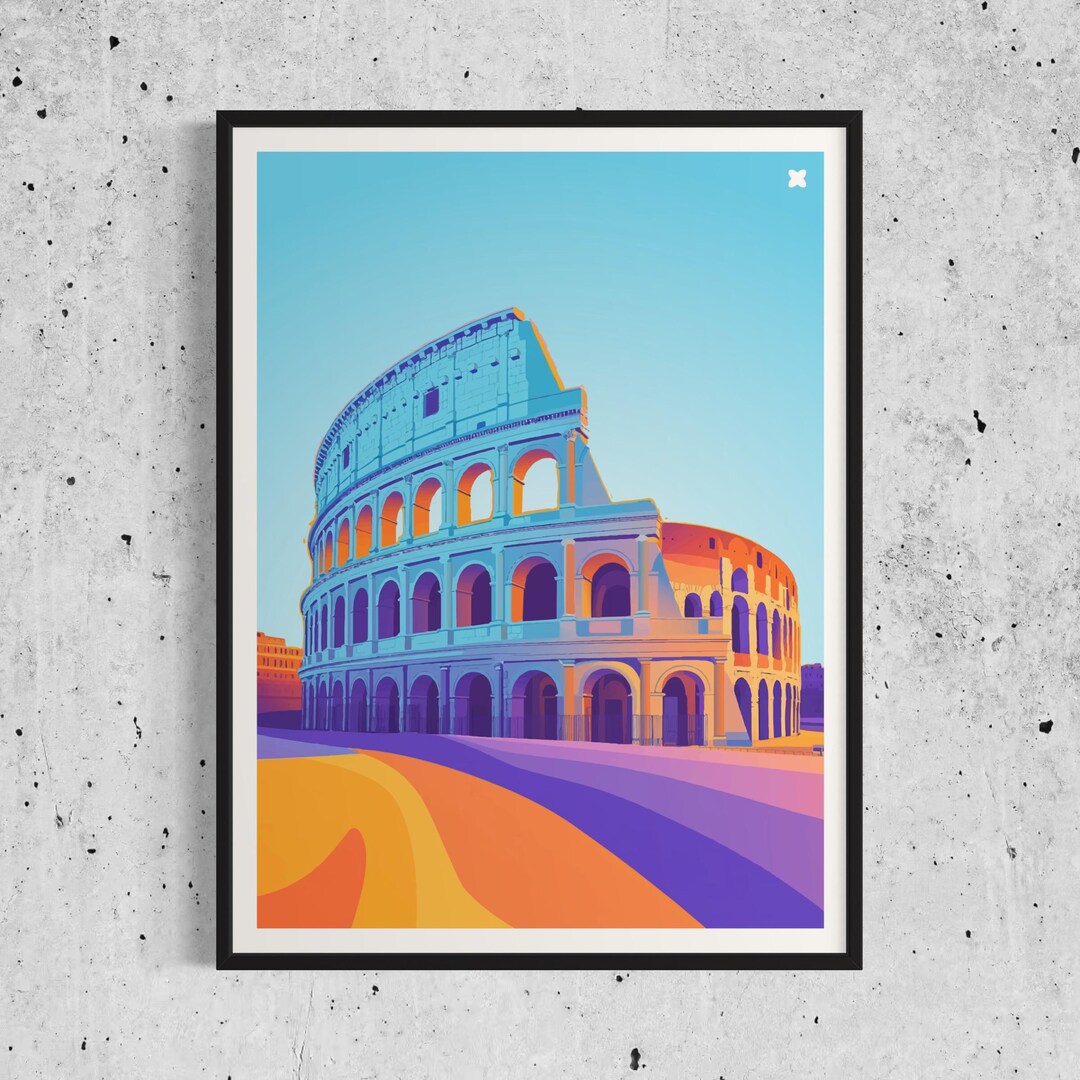 Minimalist Colosseum Art Print – Contemporary Wall Decor - Etsy