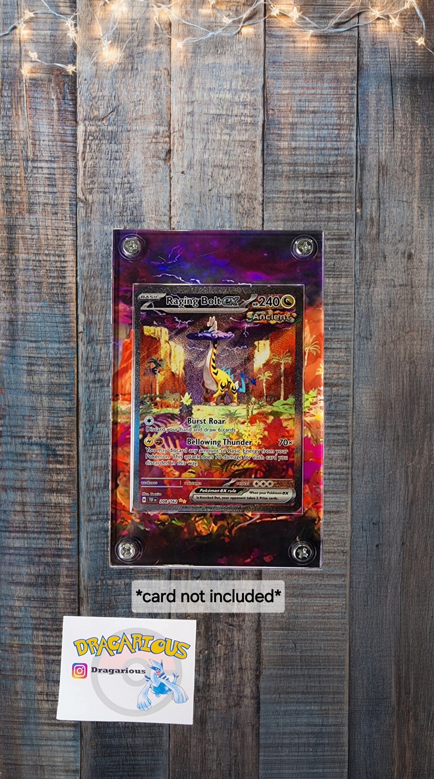 Pokemon Raging Bolt EX 208 Custom Display Case Slab From Silver Tempest ...