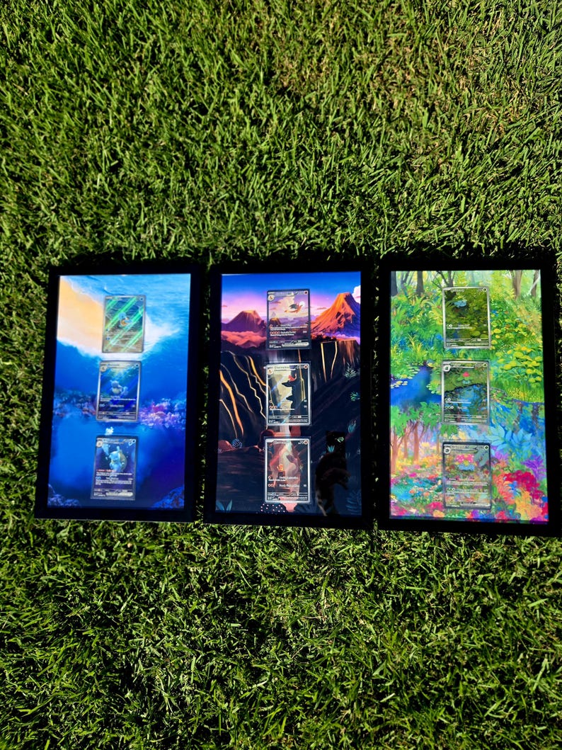 X3 Pokemon 151 Starter Evolution Set Pokémon Card 8.5 X 14" Display ...