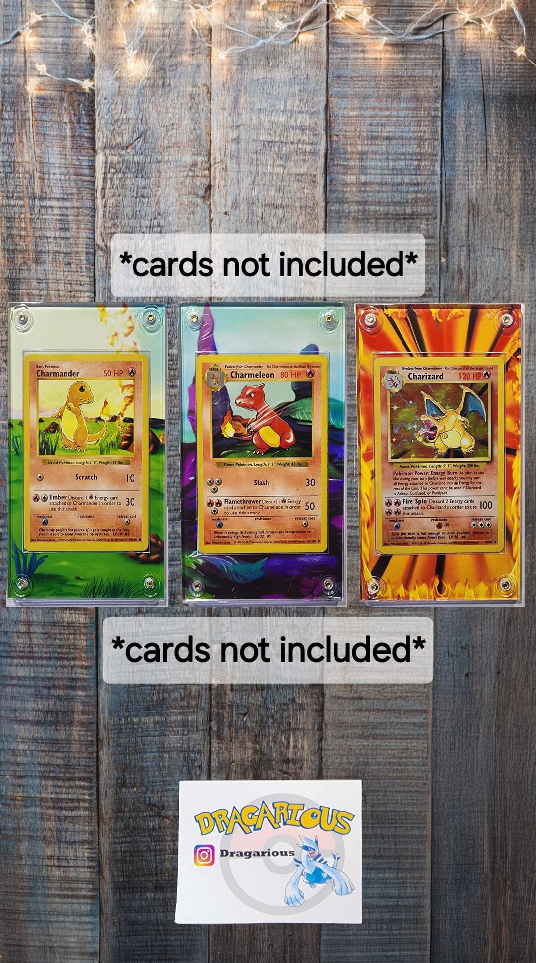 Pokemon Charmander, Charmeon, Charizard Base Set 2 Custom Display Cases ...