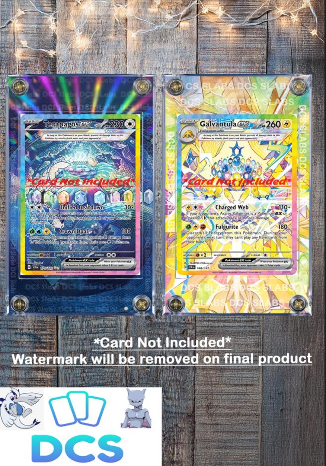 X2 Pokemon Terapagos EX & Garvantula SIR Stellar Crown Card Custom Case ...