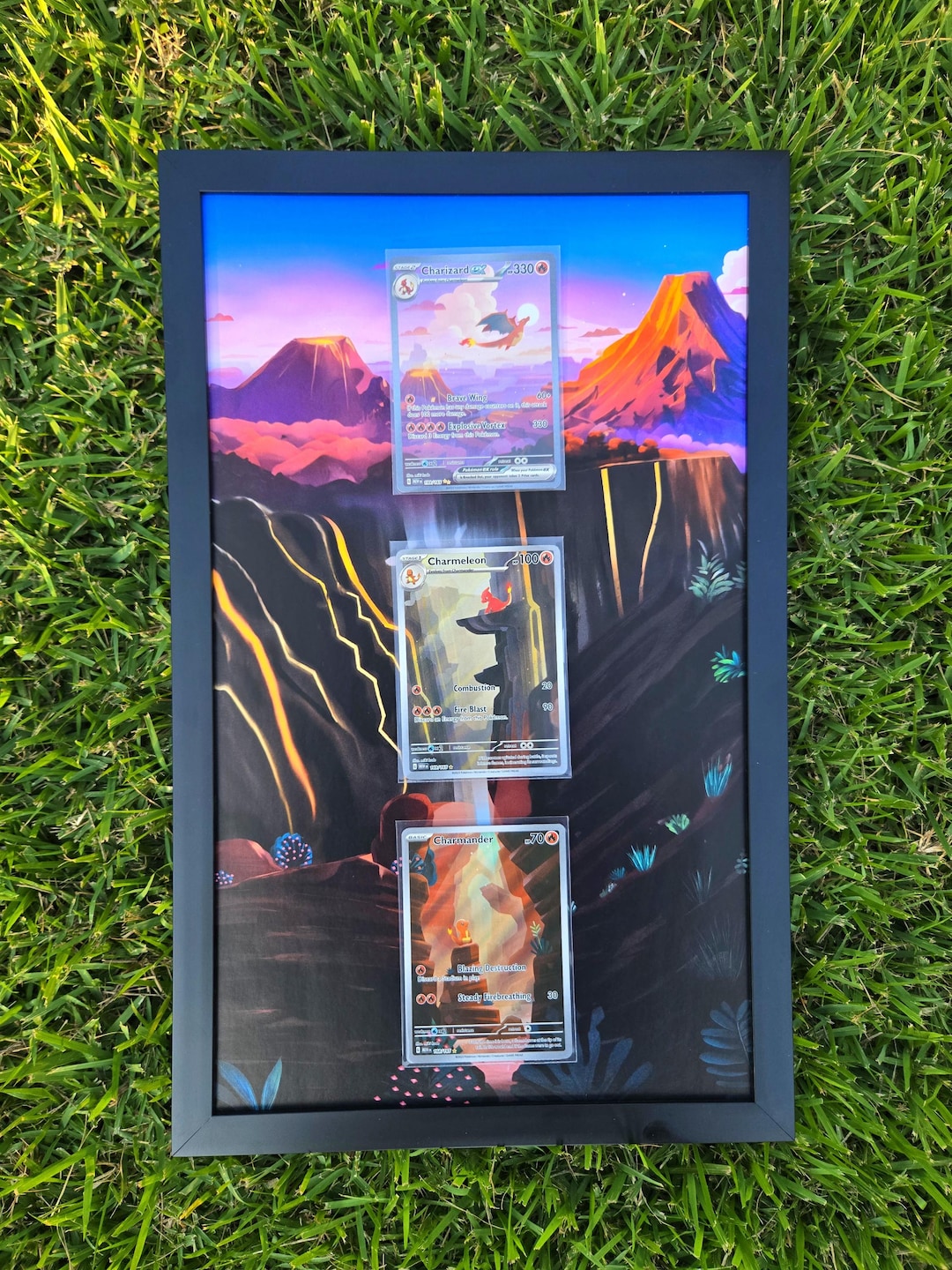 Pokemon 151 Charizard EX Charmeleon Charmander 8.5 X 14" Display Frame ...