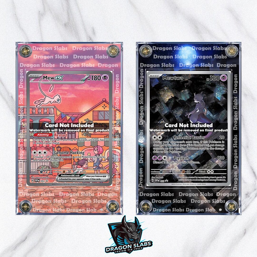 X2 Pokemon Mewtwo & Mew 151 Promo 052 and 053 Custom Display Cases ...