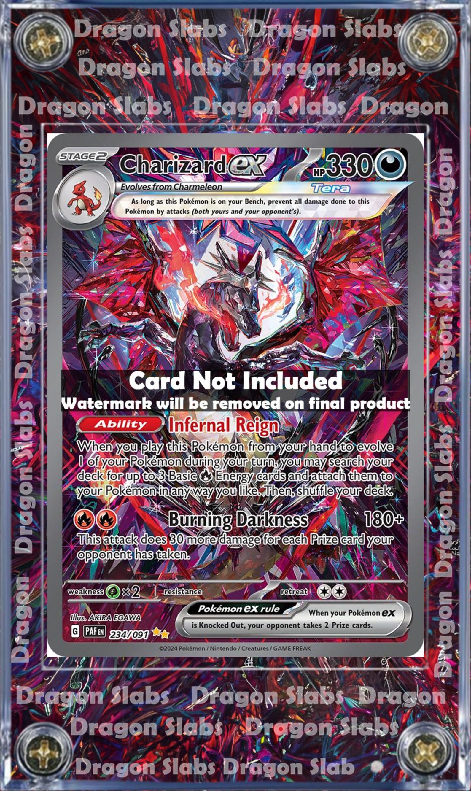 Pokemon Charizard EX 234 Paldean Fates Custom Display Case Slab ...