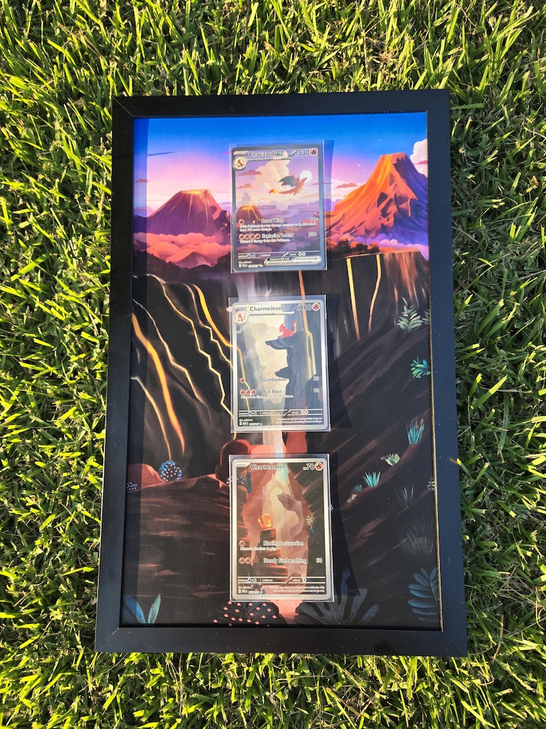 Pokemon 151 Charizard EX Charmeleon Charmander 8.5 X 14" Display Frame ...