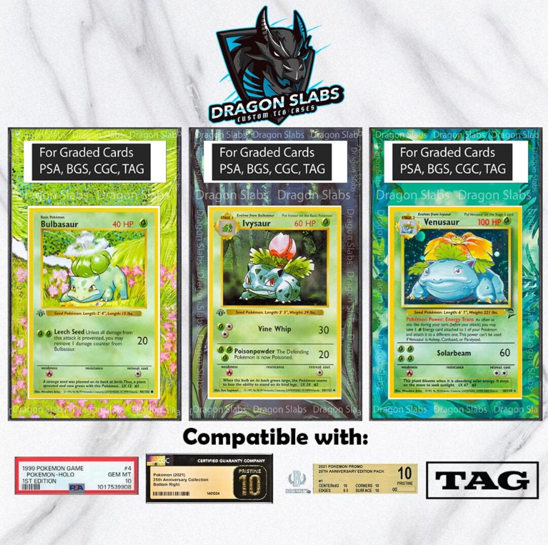 X3 Pokemon Bulbasaur Ivysaur Venusaur Base Set PSA Bgs CGC Tag Extended ...
