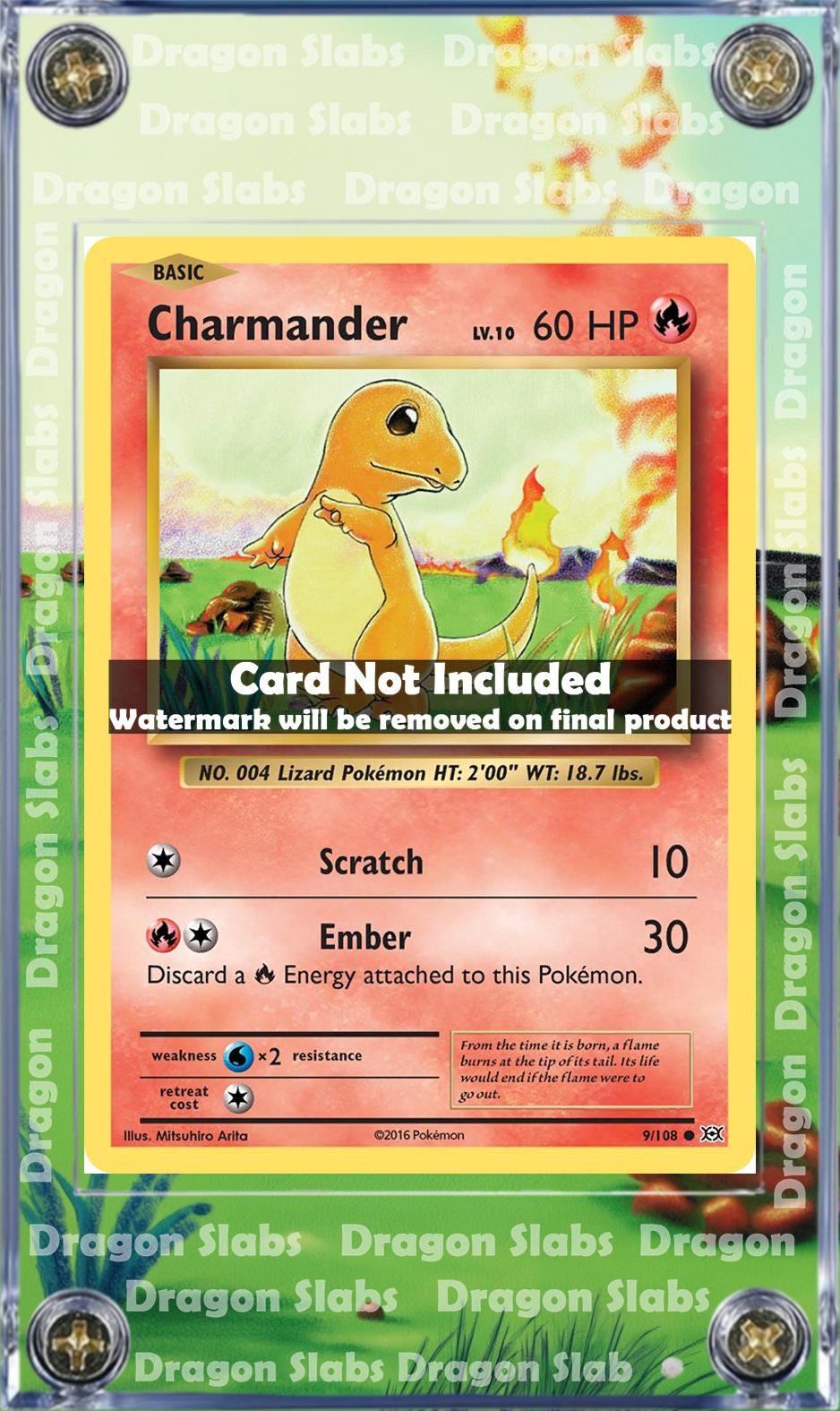 Pokemon Charmander Base Set Extended Artwork Display Case - Etsy