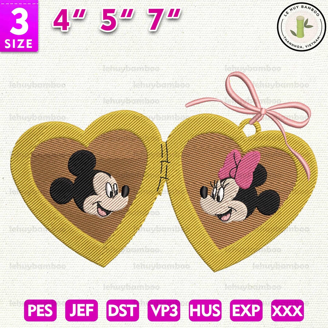 Couple Valentine Embroidery Design, Valentine Locket Heart Embroidery ...