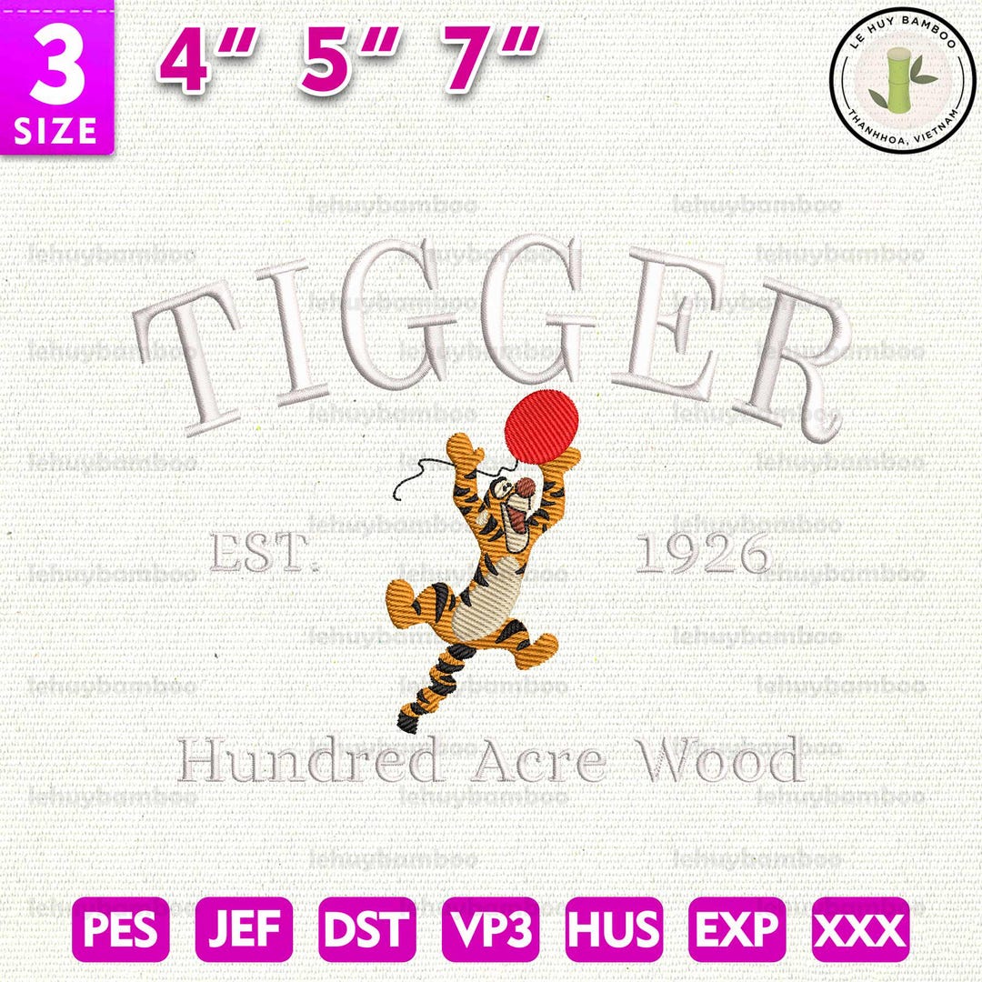 Valentine Embroidery Design, Cartoon Tigger Valentine Embroidery Design ...