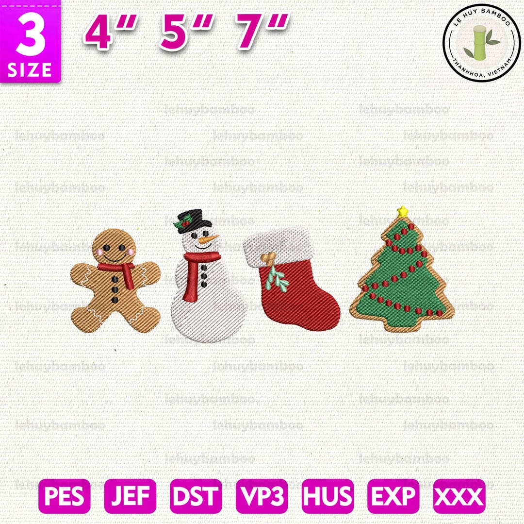 Gingerbread Cookies Embroidery Design, Christmas Tree Cake Embroidery ...