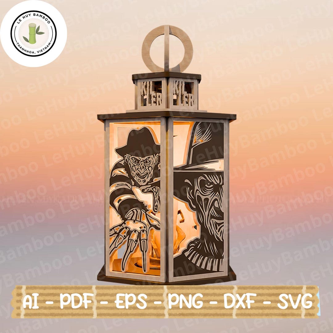 Horror Character Lantern Svg,halloween Lampcandle, Horror Lantern ...