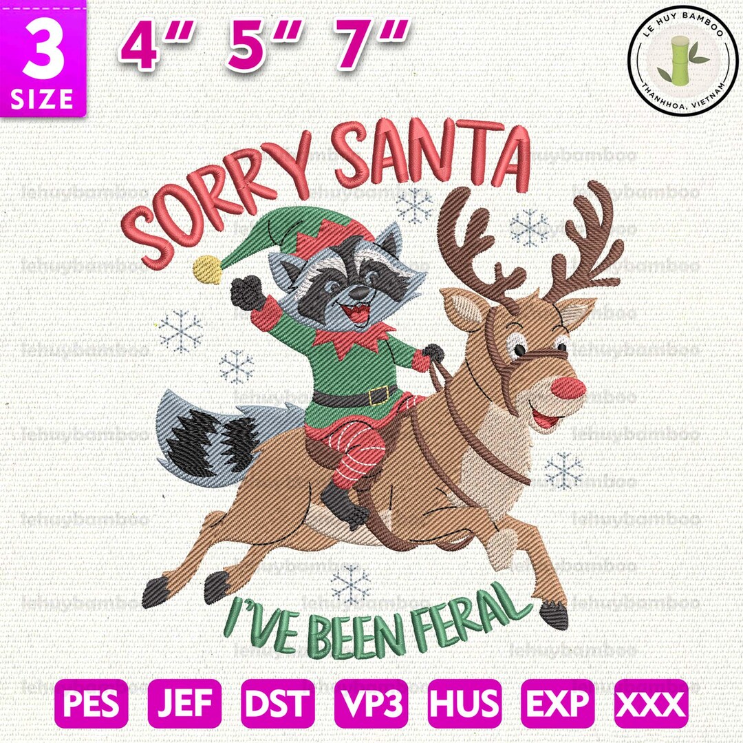 Christmas Animal Embroidery Design, Christmas Embroidery Design, Sorry ...