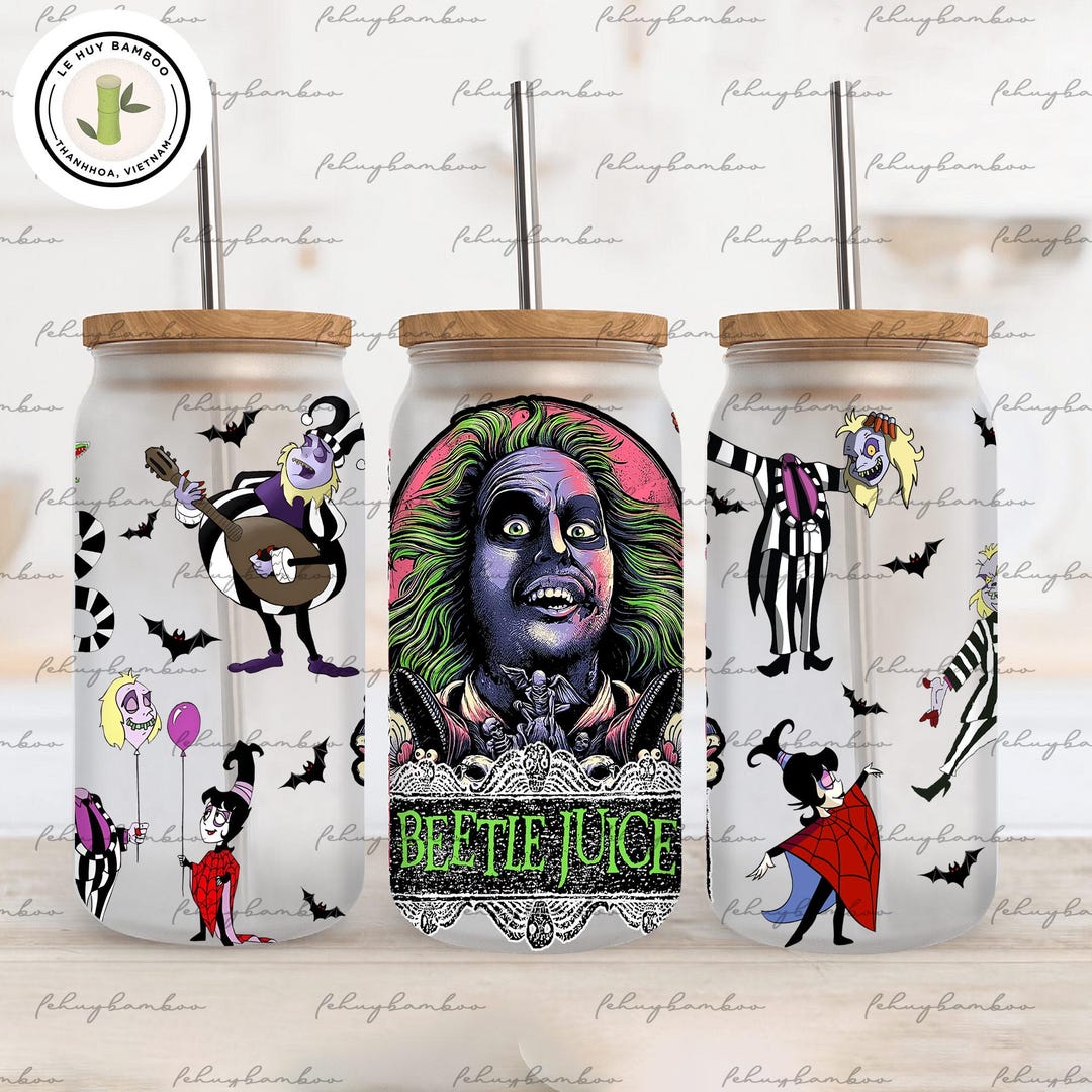 Character Cartoon 16oz Libbey Glass Wrap, Horror Halloween Glass Wrap ...