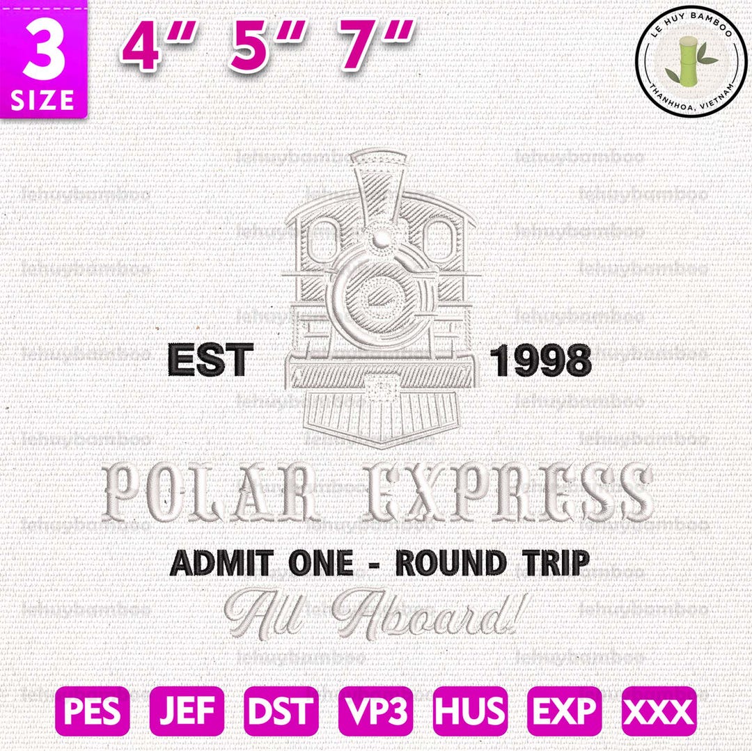 Polar Express Train Embroidery Design, Christmas Embroidery Design ...