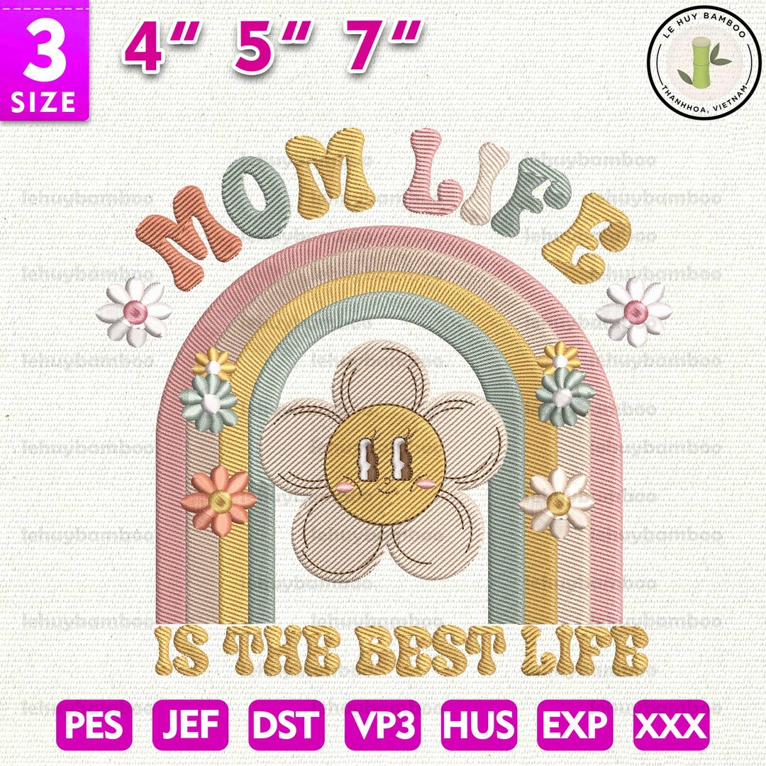 Retro Mom Life Embroidery Design, Mother's Day Embroidery Design, Mama ...