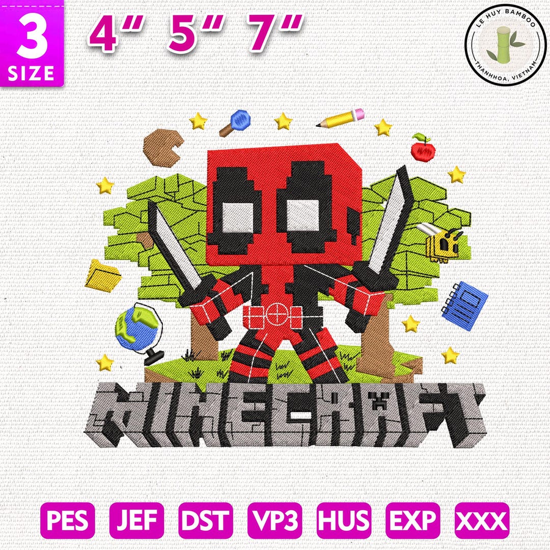 Pixel Gamer Embroidery Design, Game Inspired Birthday Embroidery, Pixel ...