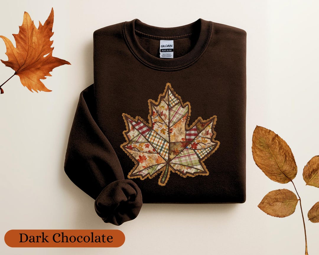 Retro Patchwork Effect Fall Leaf Sweatshirt,patchwork Autumn Shirt,cozy ...
