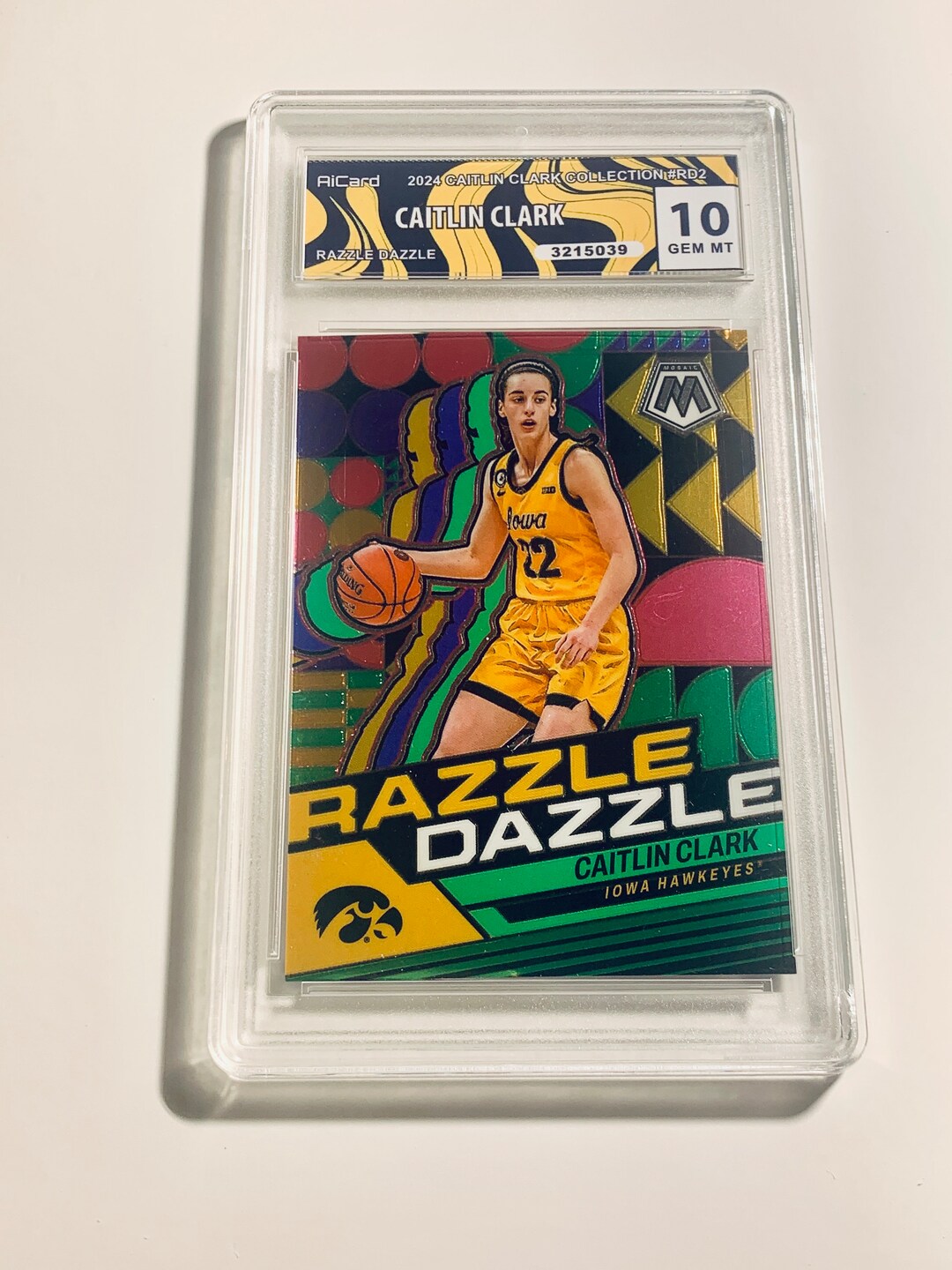 GRADED 10 CAITLIN CLARK Card Panini Collection Mosaic Razzle Dazzle ...