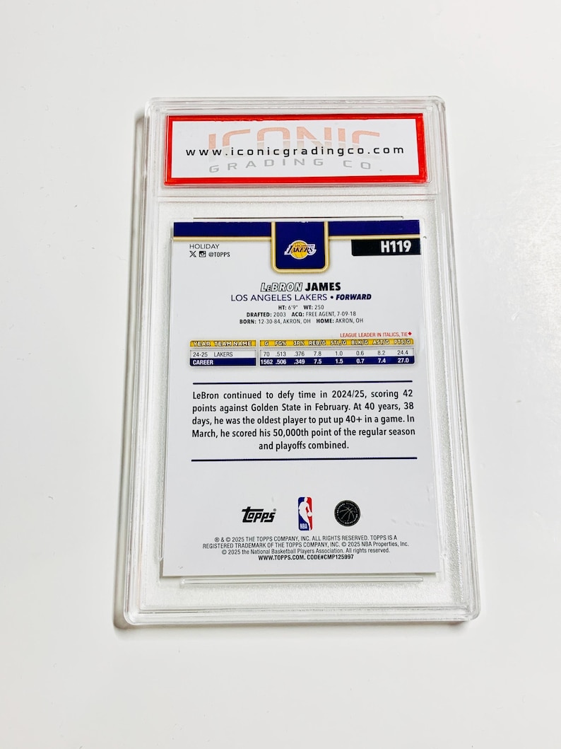GRADED Lebron JAMES 2025 Topps Holiday #H119 Los Angeles Lakers Card ...
