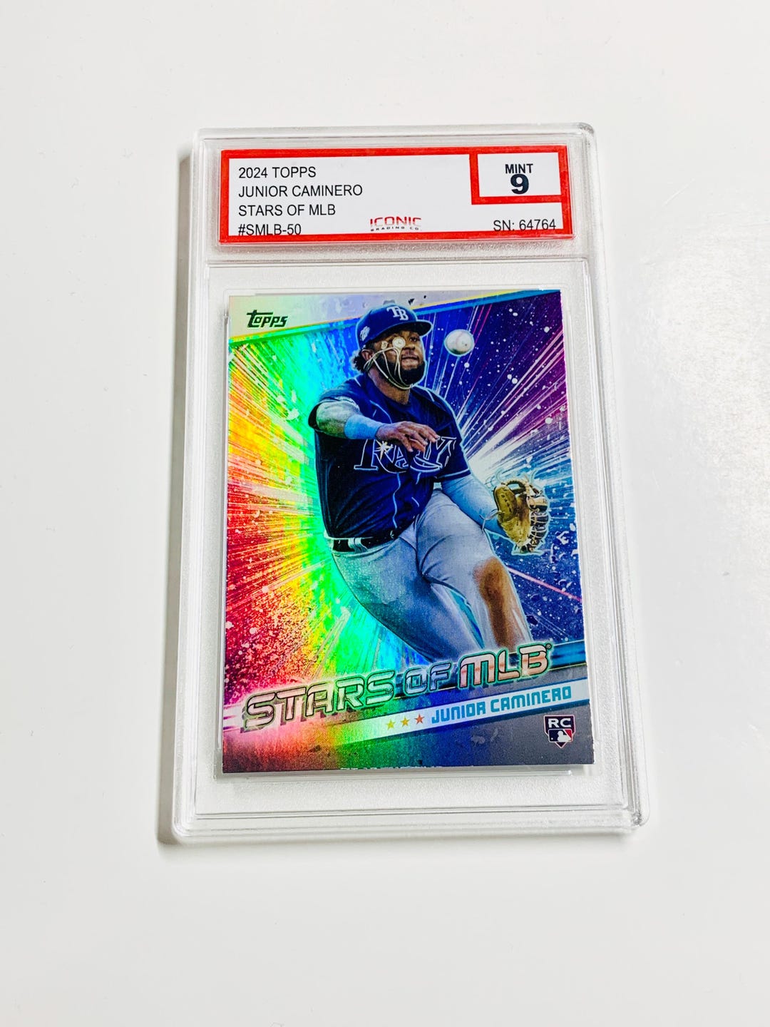 GRADED JUNIOR CAMINERO Rookie Card 2024 Topps Stars of Mlb Holo Rainbow ...