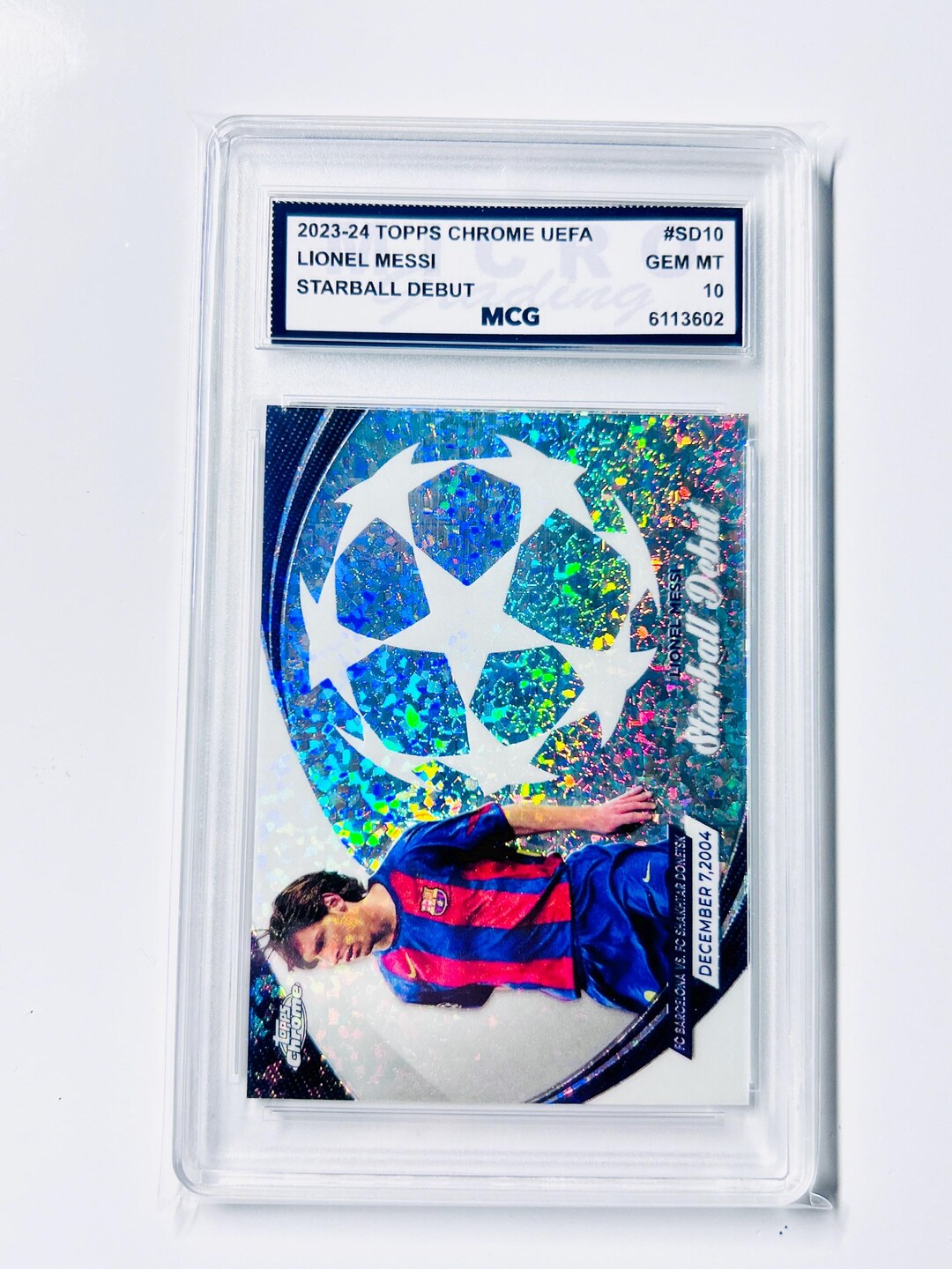 GRADED 10 LIONEL MESSI 2023-24 Topps Chrome Uefa Starball Debut ...