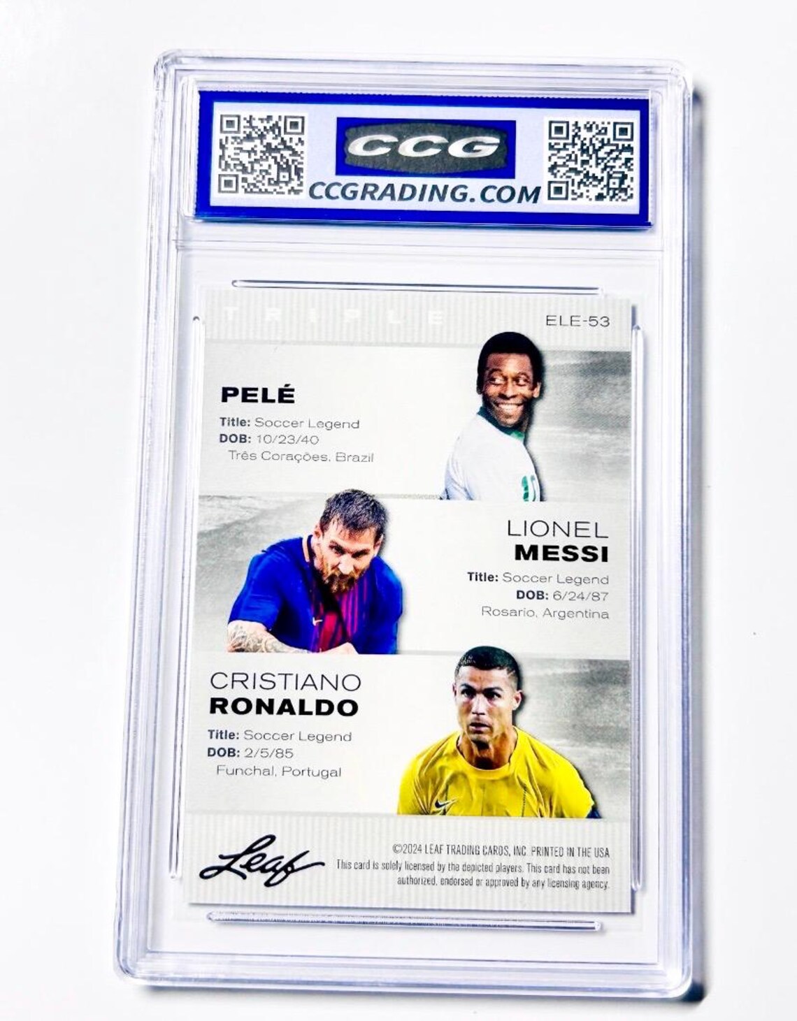 GRADED 10 PELE / Lionel MESSI / Cristiano Ronaldo 2024 Special Release ...