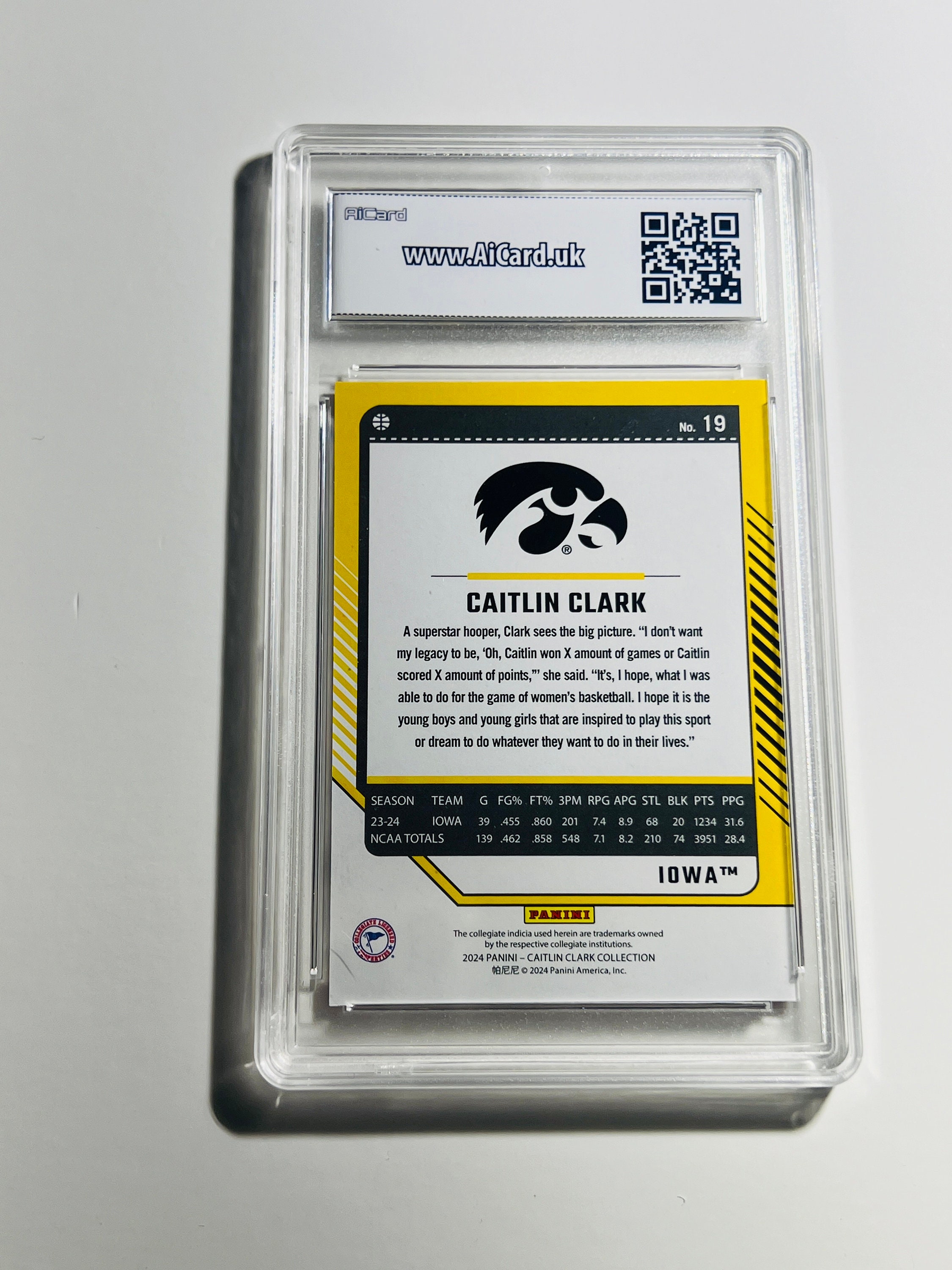 GRADED 10 CAITLIN CLARK Card Panini Collection Donruss Vortex Red ...