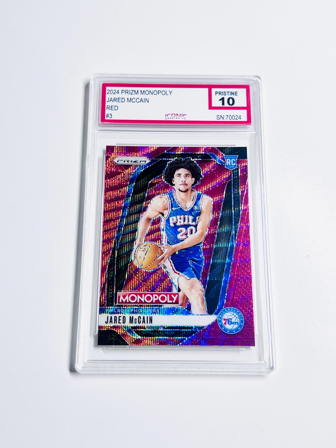 GRADED 10 JARED Mccain Rookie Card 2024 Prizm Monopoly Red Wave Sp ...